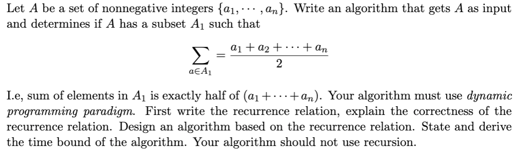 Solved Let A be a set of nonnegative integers {a1, ... , | Chegg.com