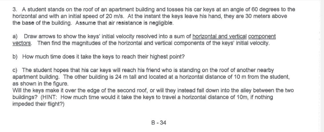 Solved TOPIC: Projectile Motion Please answer part C, using | Chegg.com