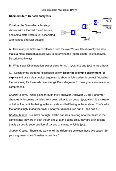 Solved Spin Quantum Mechanics HW3 Chained Stern Gerlach | Chegg.com
