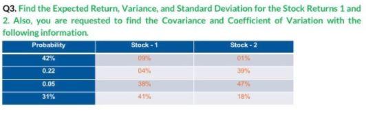 Solved Q3. Find the Expected Return, Variance, and Standard | Chegg.com