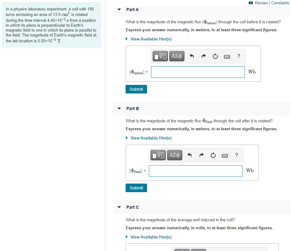Solved Review Constants Part A In a physics laboratory | Chegg.com