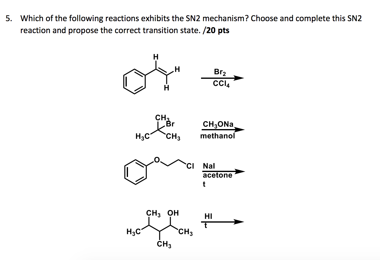 Solved 5. Which of the following reactions exhibits the SN2 | Chegg.com