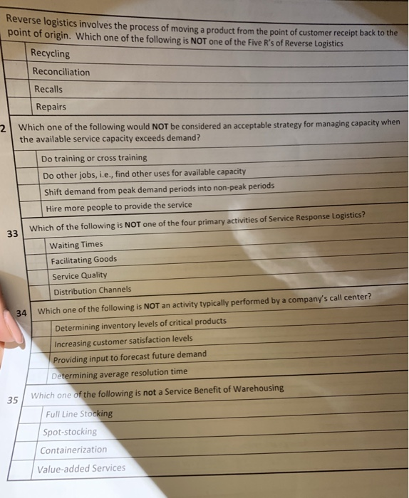 Solved Reverse logistics involves the process of moving a | Chegg.com