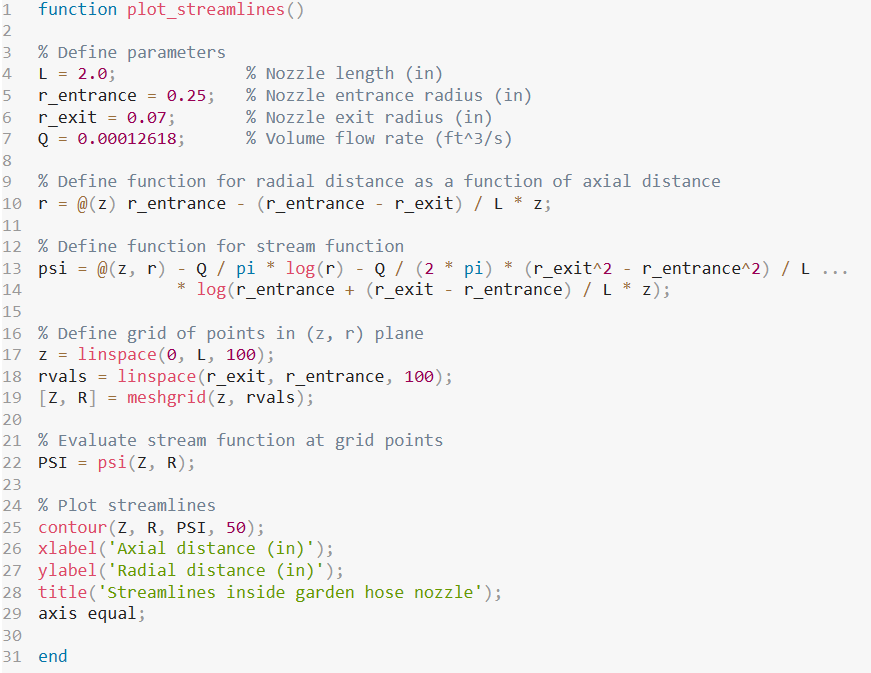 Solved % Define parameters \( | Chegg.com