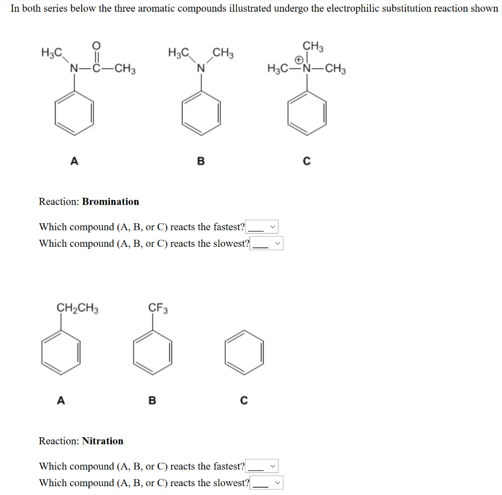 Solved In both series below the three aromatic compounds | Chegg.com