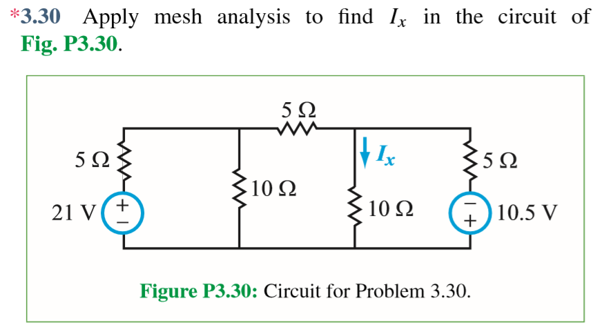 Solved *3.30 Apply mesh analysis to find Ix in the circuit | Chegg.com