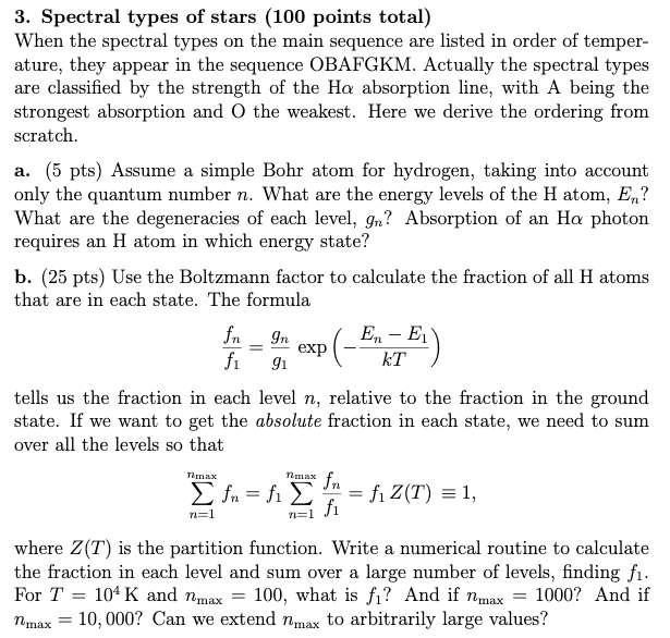 3. Spectral types of stars (100 points total) When | Chegg.com