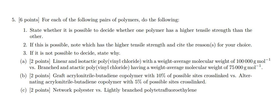 Solved 5. [6 points] For each of the following pairs of | Chegg.com
