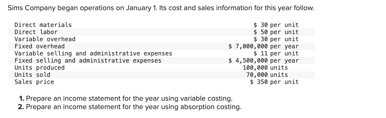 Solved 1 Prepare An Income Statement For The Year Using