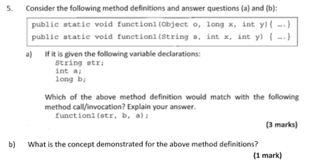 Solved public static void functionl (object 0 , long x, int | Chegg.com