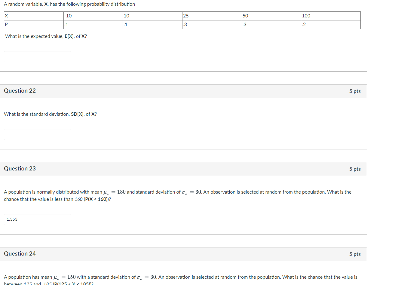 Solved A random variable, X, has the following probability | Chegg.com