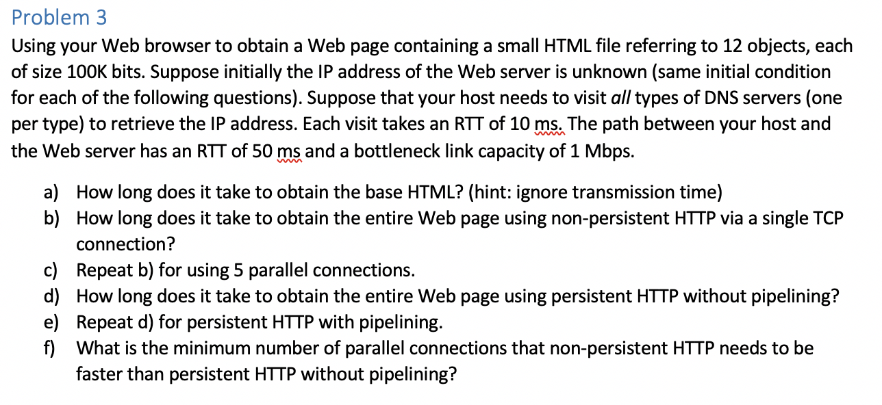 Solved Problem 3 Using your web browser to obtain a Web page | Chegg.com