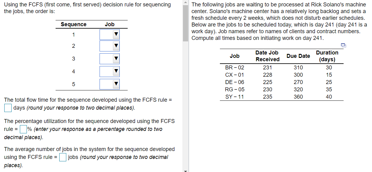Solved Using the FCFS (first come, first served) decision | Chegg.com
