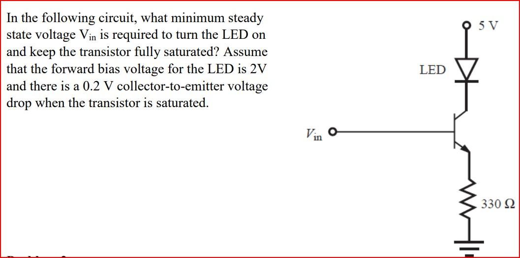 Solved 5 V In the following circuit, what minimum steady | Chegg.com