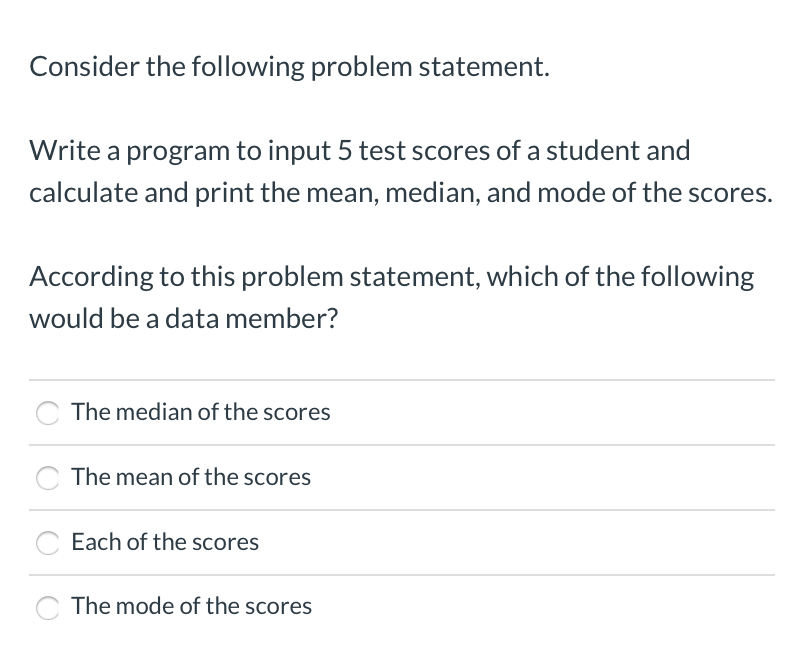 Solved Consider the following problem statement. Write a | Chegg.com
