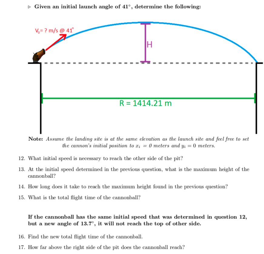 Solved D Given an initial launch angle of 41°, determine the | Chegg.com