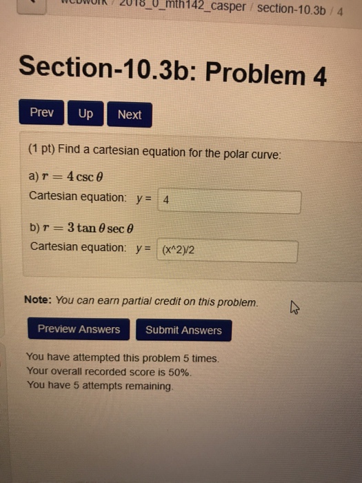 Solved Ection 73 Problem 6 Prev Up Next 1 Pt Use The 