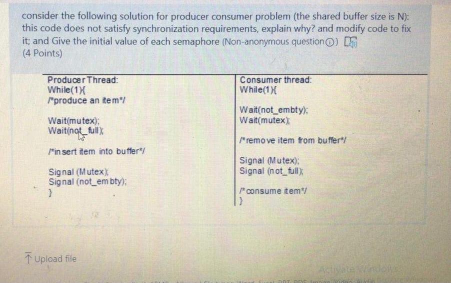 Solved operating system OS consider a c code please solve | Chegg.com