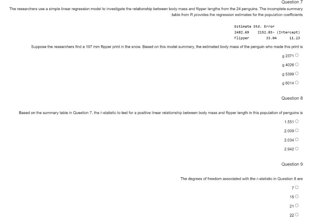 Solved The researchers use a simple linear regression model | Chegg.com