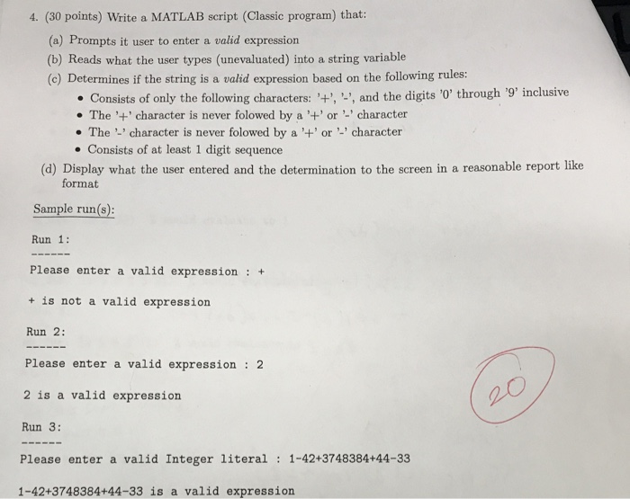 Solved 4. (30 points) Write a MATLAB script (Classic | Chegg.com
