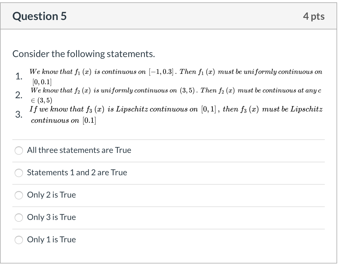 Solved Question 5 4 pts Consider the following statements. | Chegg.com