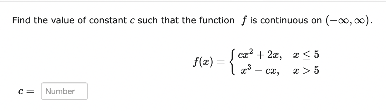 Solved Find the value of constant c such that the function f | Chegg.com