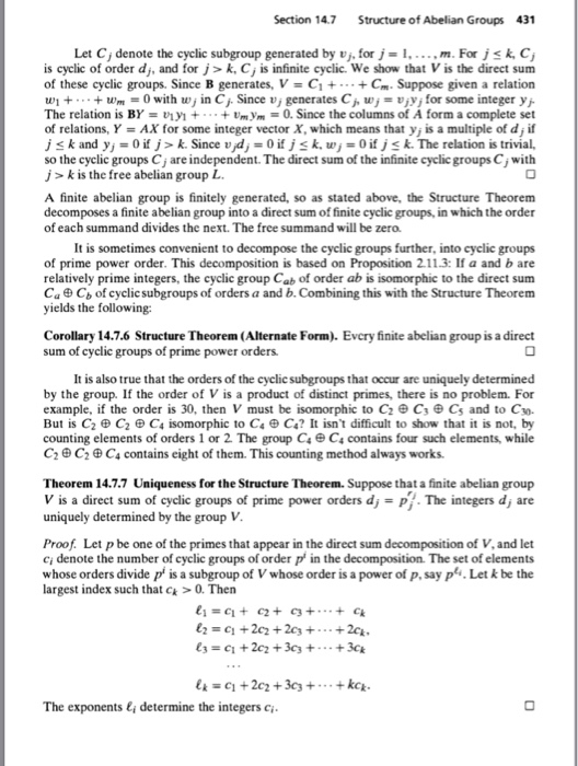 Solved Theorem 14.7.3 Structure Theorem for Abelian Groups. | Chegg.com