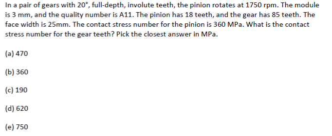 Solved In a pair of gears with 20°, full-depth, involute | Chegg.com
