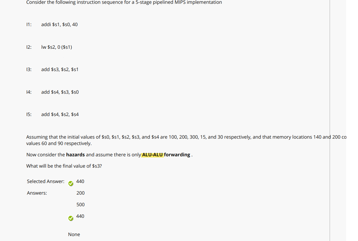 Solved Consider the following instruction sequence for a | Chegg.com