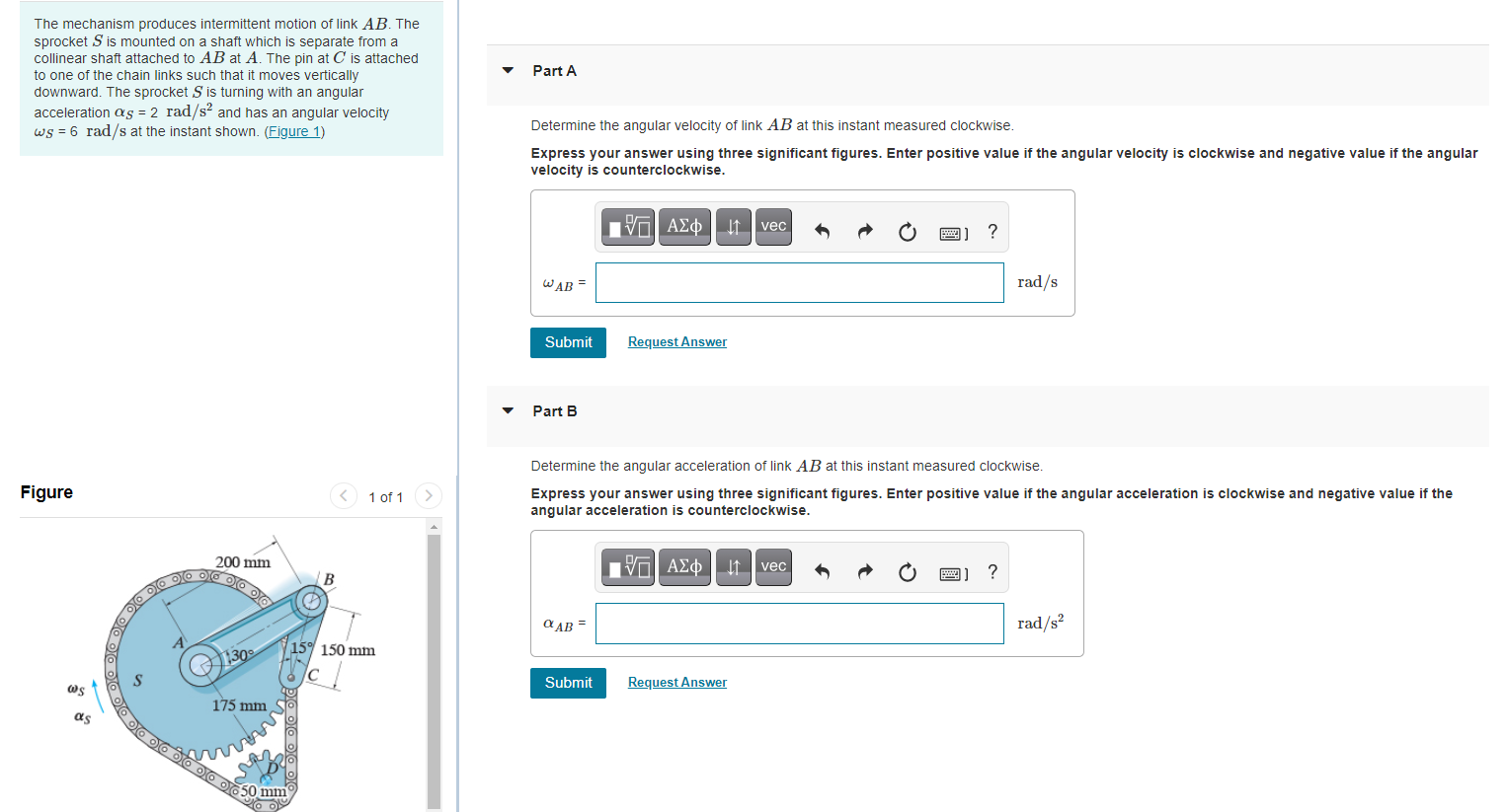 Solved Part A The mechanism produces intermittent motion of | Chegg.com