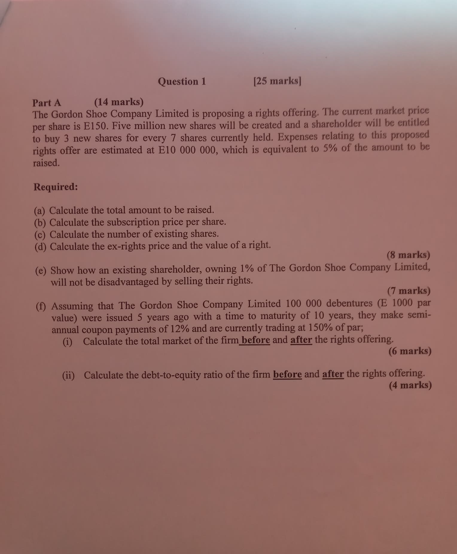 Solved Question 1[25 ﻿marks]Part A (14 ﻿marks)The Gordon | Chegg.com