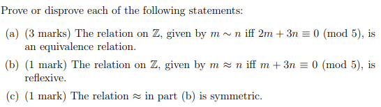 Solved Prove or disprove each of the following statements: | Chegg.com