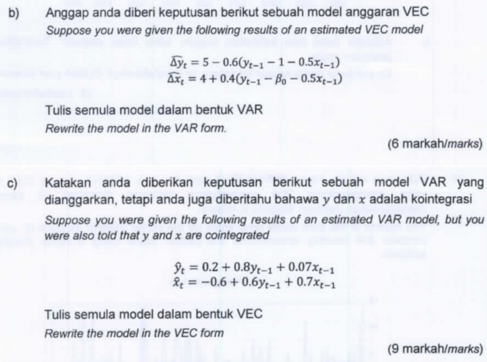 b) Anggap anda diberi keputusan berikut sebuah model | Chegg.com