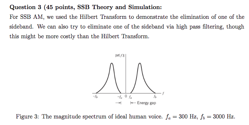 Solved Question 3 (45 points, SSB Theory and Simulation: For | Chegg.com