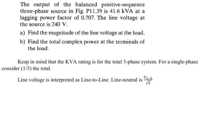 Solved The output of the balanced positive-sequence | Chegg.com
