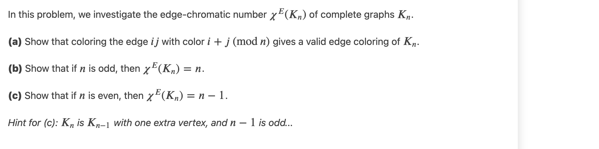 Solved In this problem, we investigate the edge-chromatic | Chegg.com