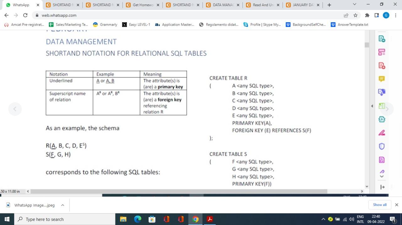 Solved Shortand Notation For Relational Sql Tables Notation 6935