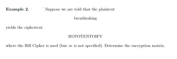 Solved Example 2. Suppose we are told that the plaintext | Chegg.com