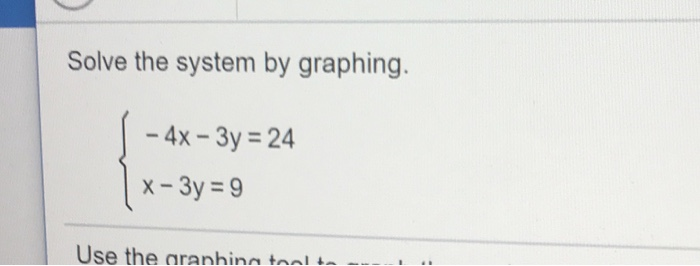 Solved Solve the system by graphing. -4x-3y-24 x-3y-9 Use | Chegg.com