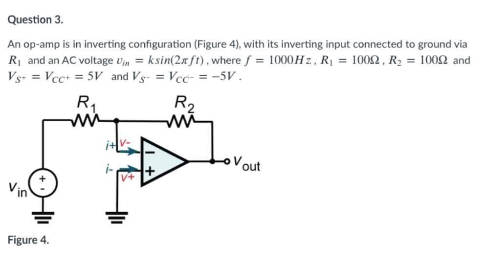 Solved Question 3. An op-amp is in inverting configuration | Chegg.com