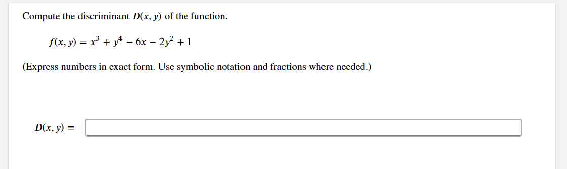 Solved Compute the discriminant D(x,y) ﻿of the | Chegg.com