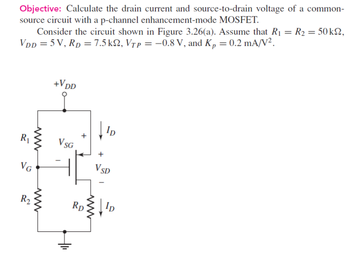 Solved Objective: Calculate the drain current and | Chegg.com