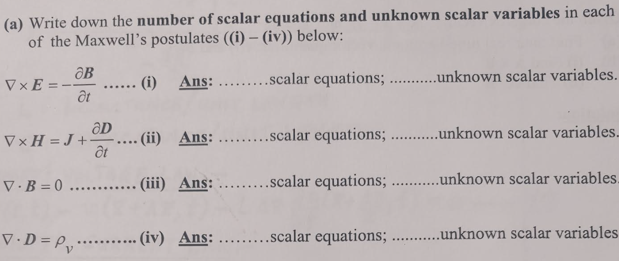 Solved (a) Write down the number of scalar equations and | Chegg.com