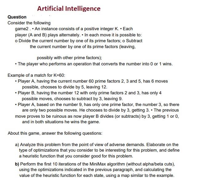 Consider the following game2. - An instance consists | Chegg.com