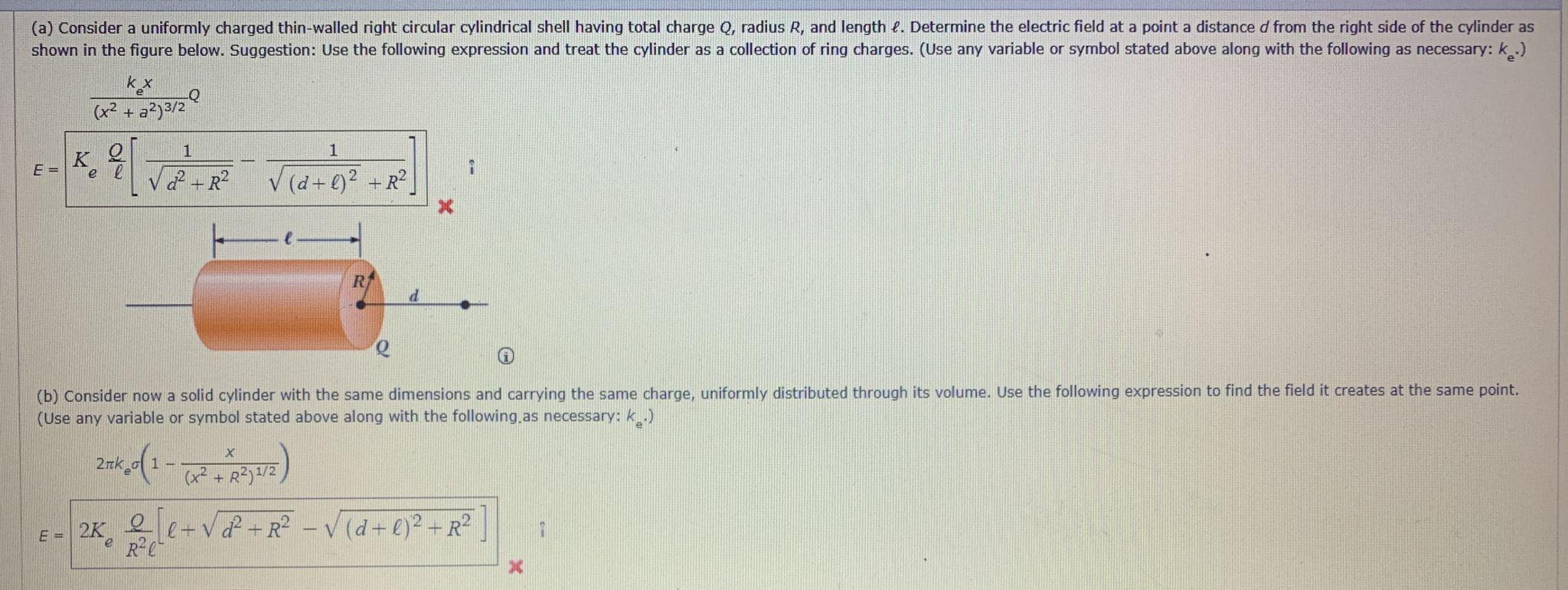 Solved (a) Consider a uniformly charged thin-walled right | Chegg.com Solved (a) Consider a uniformly charged thin-walled right | Chegg.com