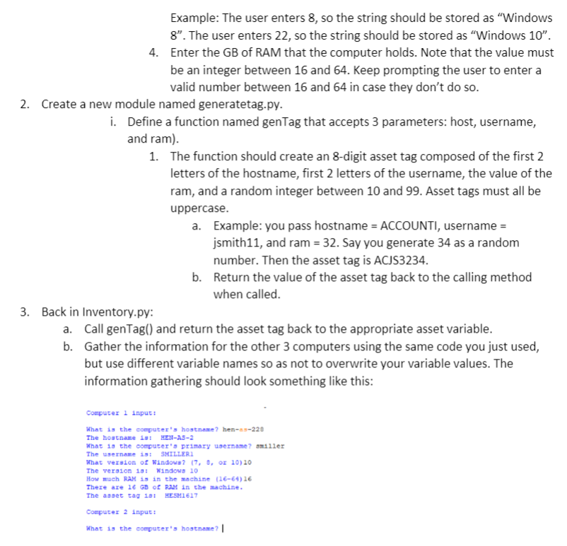 Solved 1. Create a module named inventory.py. In this | Chegg.com