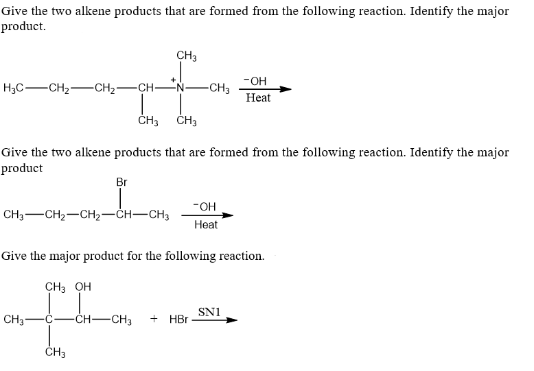 Solved Give the two alkene products that are formed from the | Chegg.com