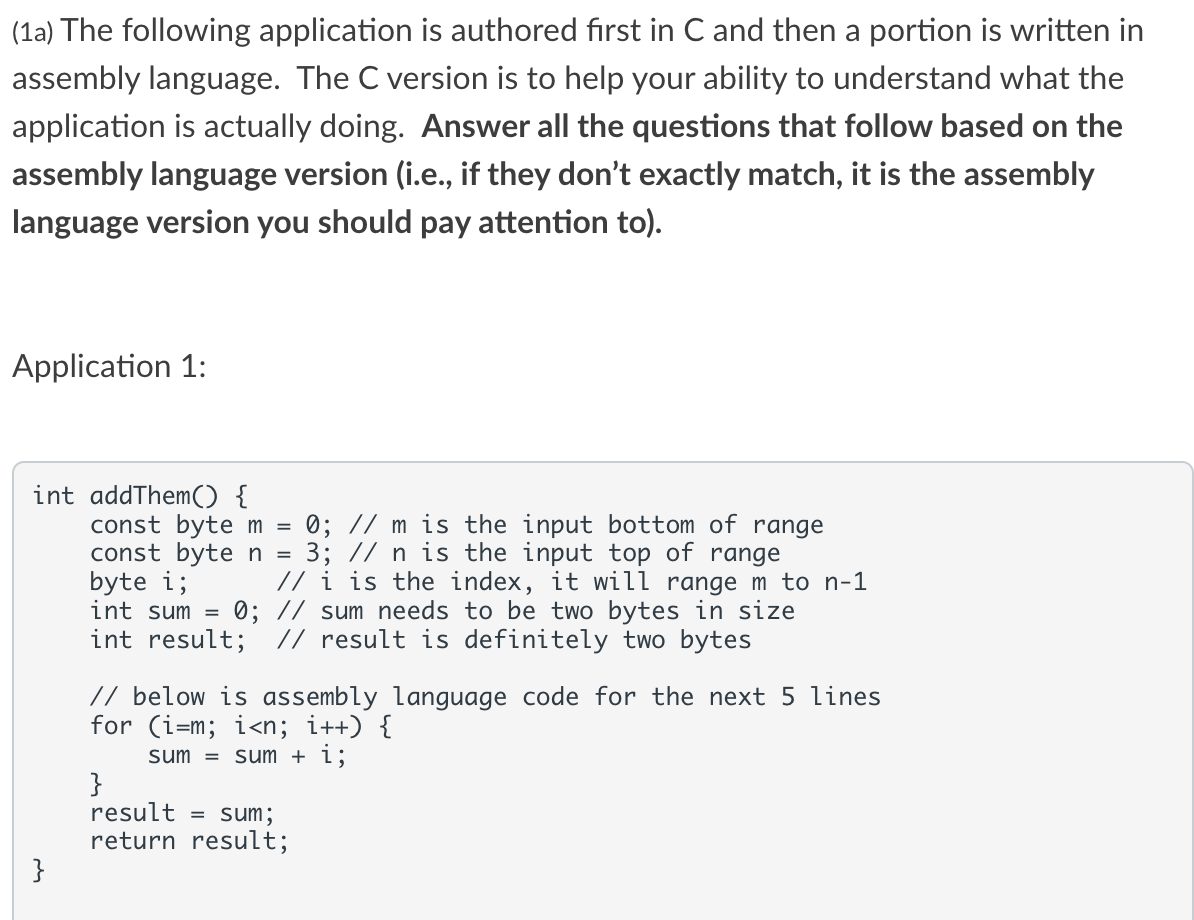 Solved (1a) The following application is authored first in C | Chegg.com