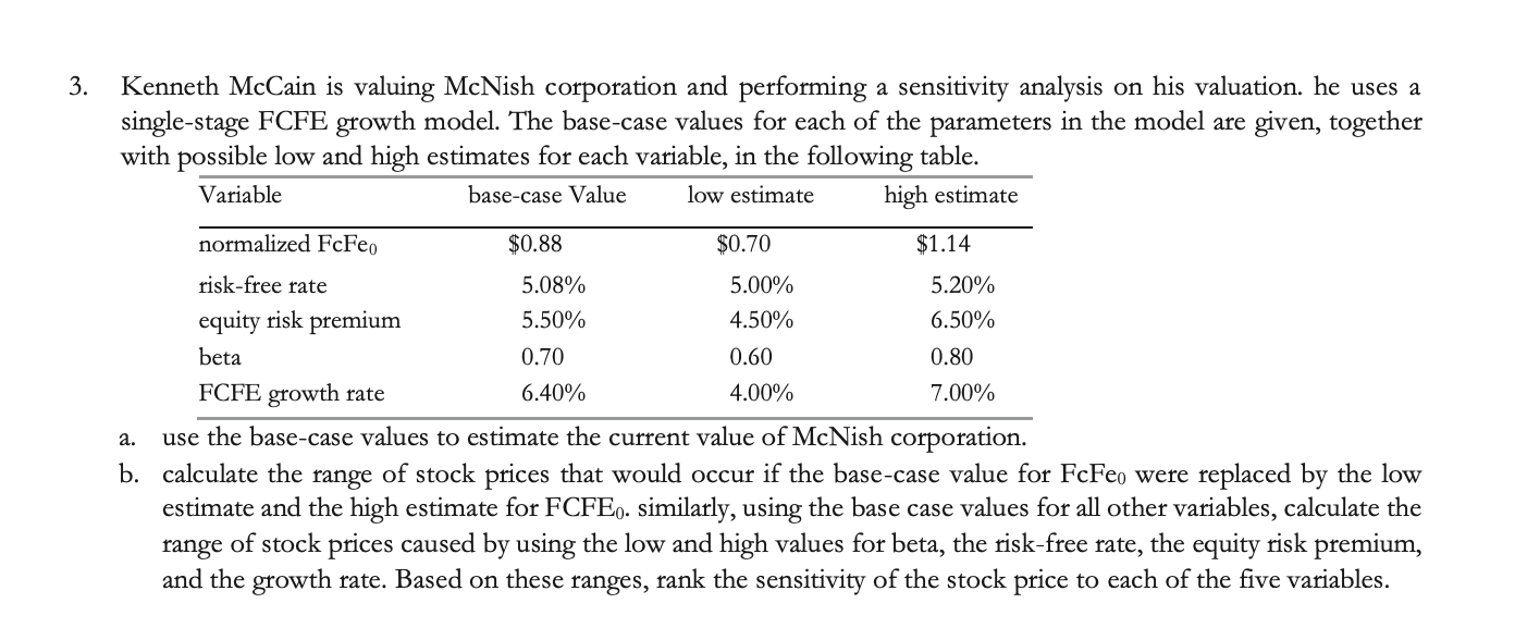 Kenneth McCain is valuing McNish corporation and | Chegg.com