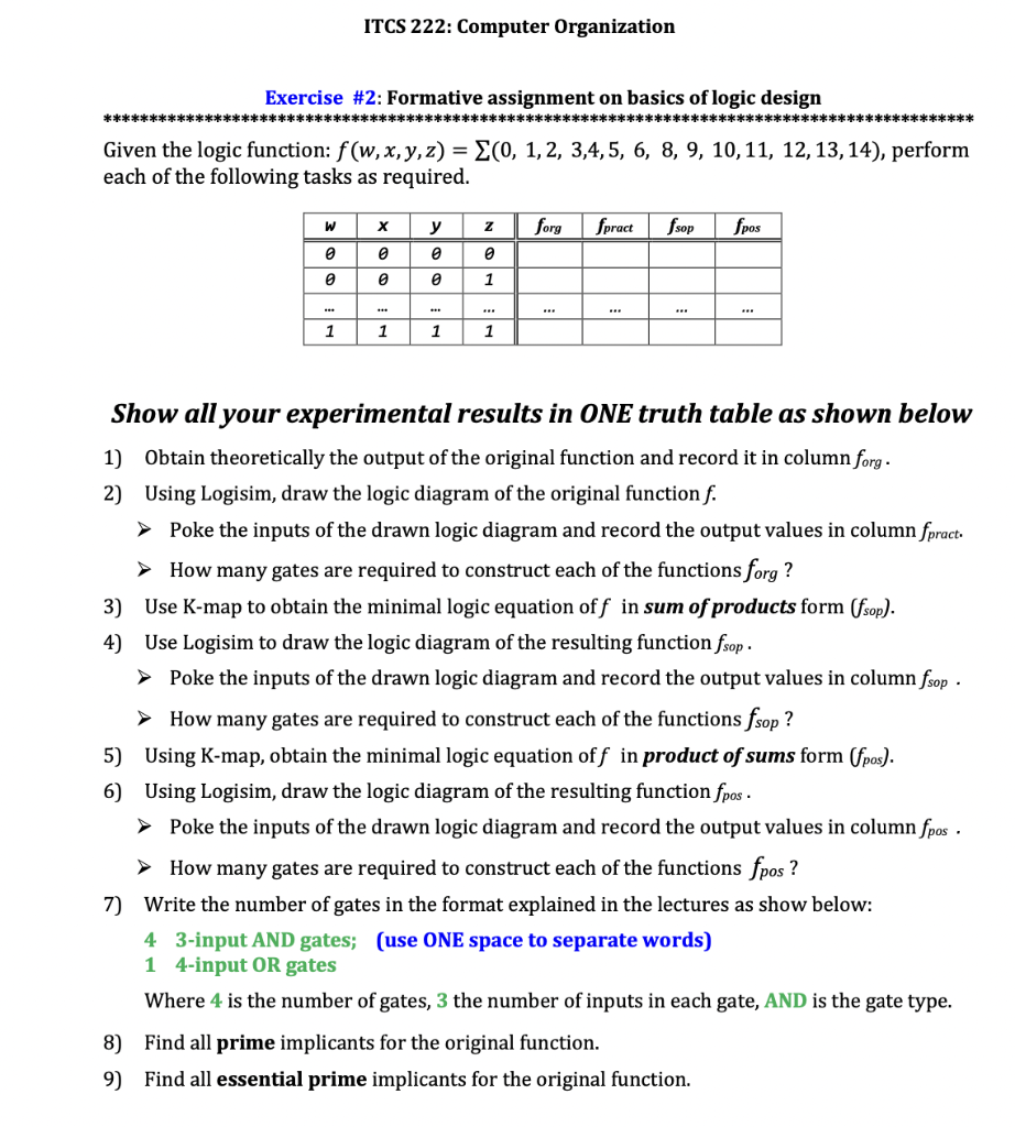 Solved ITCS 222: Computer Organization Exercise #2: | Chegg.com